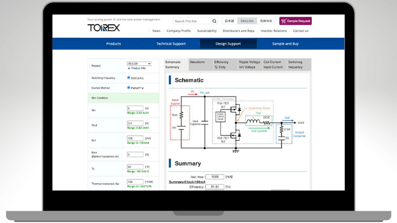 TOREX DC/DC Simulation and Comparison Tools | CODICO.com